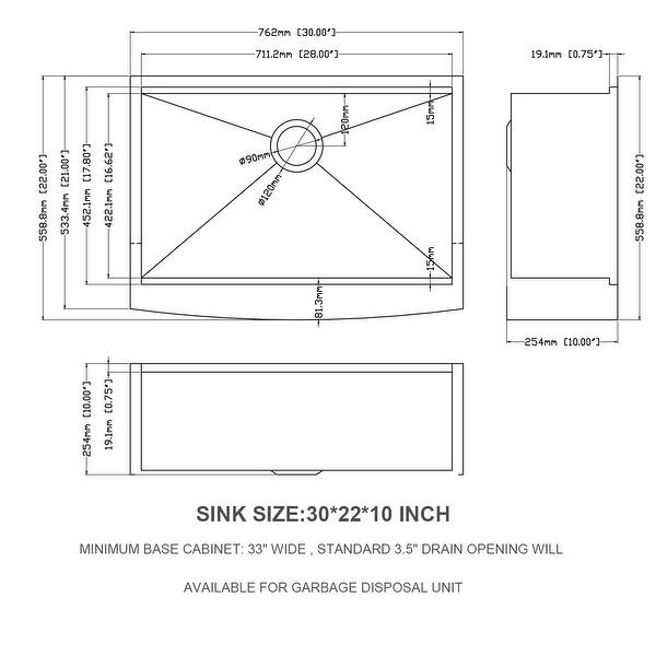 Farmhouse Sink Apron Front Ledge Workstation 16 Gauge Stainless Steel ...
