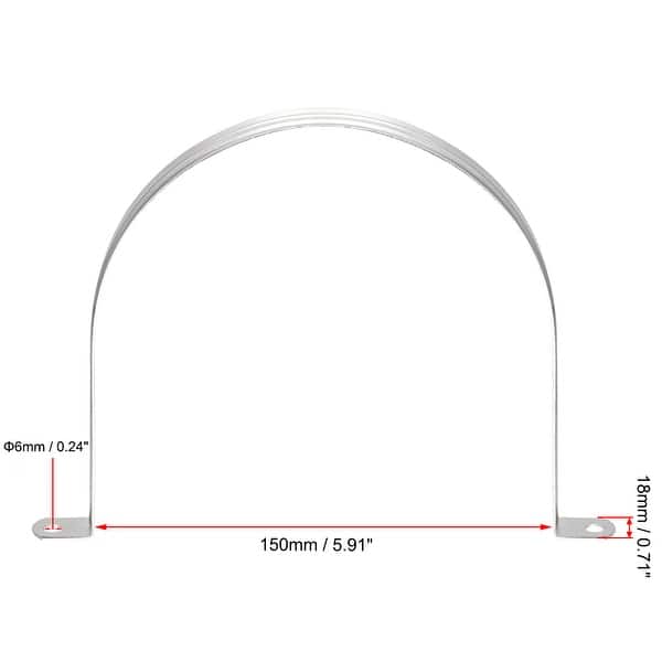160mm(6.3") Rigid Pipe Strap 2 Holes Tube Straps 201 Stainless Steel ...
