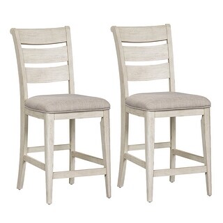 Farmhouse Reimagined Antique White Ladder Back Counter Chair (Set of 2 ...