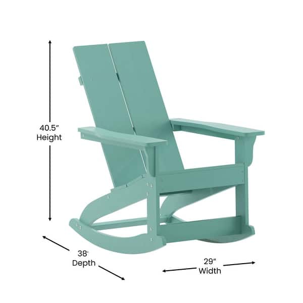 Modern 2-Slat Adirondack Poly Resin Rocking Chair for Indoor/Outdoor ...