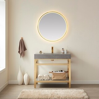 Funes 36" Single Vanity, Metal Support with Stone Top and Mirror - 36 ...