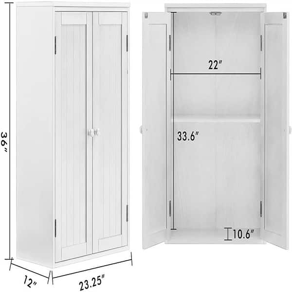 Wall Storage Cabinet with Double Doors and Adjustable Shelf for Living ...