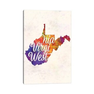 iCanvas "West Virginia US State In Watercolor Text Cut Out" by Paul ...