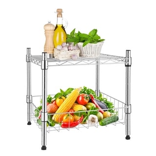 Heavy Duty Shelving Unit Wire Metal Stackable Storage with Basket - Bed ...