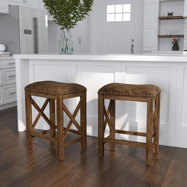 The Gray Barn Wild Hen Bench Wood Backless Counter Height Stool, Set of ...