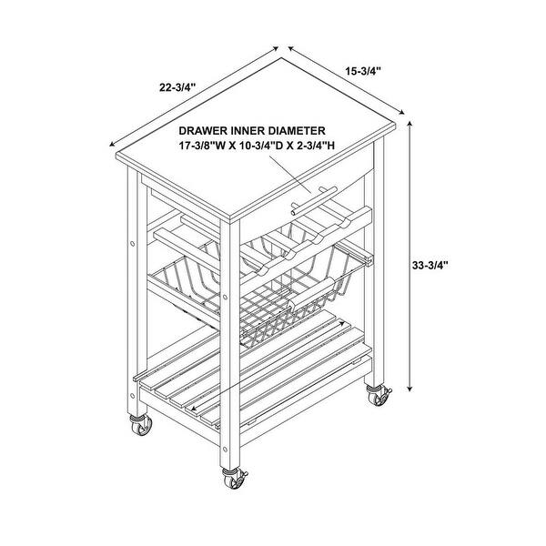 Porch & Den Bigelow Granite Top Mobile Kitchen Island with Wine Rack ...