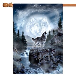 Gray and White Spirit Wolves Outdoor House Flag 40" x 28" - Bed Bath ...