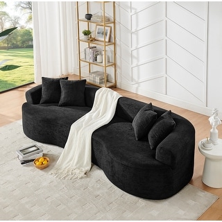 4-seat Futon Sectional Longue Sofa with Cupholder, Storage Ottoman and ...