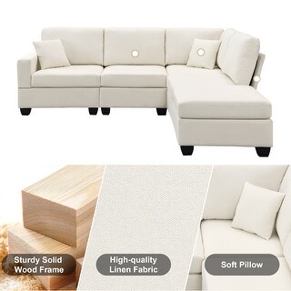 Corner Couch Set Removable Cushion Sectional Sofa w/ Movable Ottoman ...