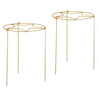 2Pcs Garden Plant Support Rings Iron Hoop Bracket with 3 Legs Gold Tone ...