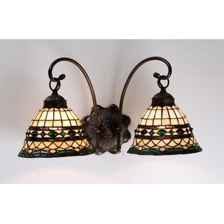Meyda Tiffany Roman 18" Wide 2 Light Double Sconce with Art Glass - Bed ...