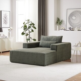 Army Green Corduroy Fabric Modular Sleeper Sofa w/ Removable Footrest ...