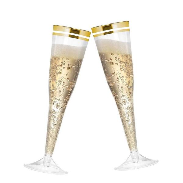 Clear Plastic Disposable Champagne Flutes 6.5 oz (Set of 100) - 6.5 oz ...