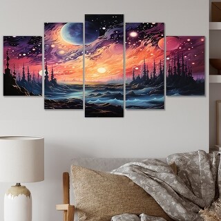 Designart "Stars Infinity Landscape I" Stars Multipanel Canvas Print ...