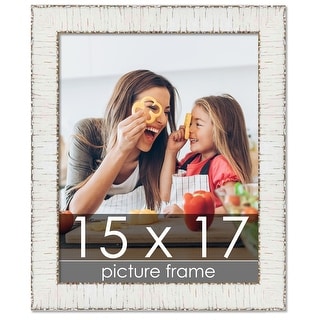 15x17 White Rustic Birch Wood Picture Frame with UV Acrylic, Foam Board ...