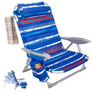 Folding Beach Chair for Adults, 4-Position Aluminum Lightweight Beach ...