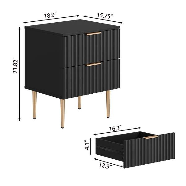 White Nightstand White Wave Patterns With 2 Drawers - Bed Bath & Beyond ...