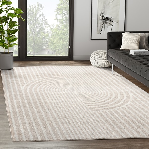 Abani Rugs Nuevo Beige Arch Pattern Knot Area Rug - Bed Bath & Beyond ...