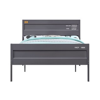 ACME Cargo Full Size Platform Bed Container Themed Metal Bed, Gunmetal ...