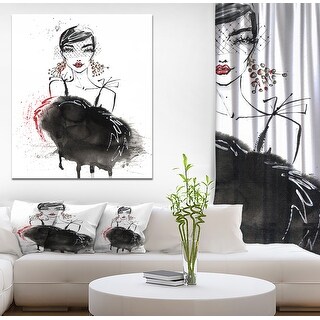 Designart "Elegant Girl" Glamour Print on Wrapped Canvas - Bed Bath ...