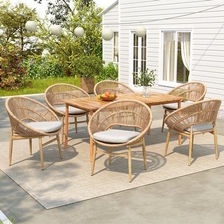 Christopher Knight Home-Lingard Acacia Wood 7-Piece Outdoor Dining Set ...
