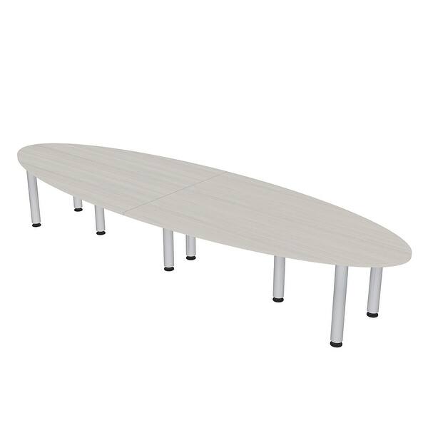 10 Person Oval Conference Table 12'x4' with Power And Data Post Legs ...