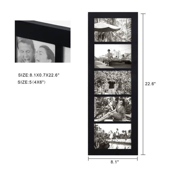 Adeco Decorative Black Wood Wall Hanging Picture Frame with 5 Divided ...