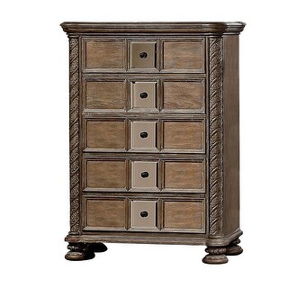 Isac 53 Inch Tall Dresser Chest, 5 Drawers, Mirror Insert, Solid Brown ...