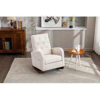 High Back Rocking Chair,Comfortable Rocker Fabric Padded Seat,High Back ...