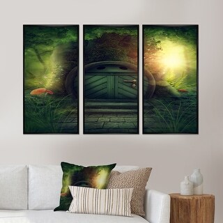 Designart "Door In Big Magic Tree" Novelty Framed Art Prints Set of 3 ...