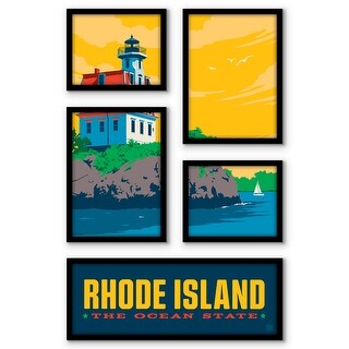 Americanflat Rhode Island State Pride 5 Piece Grid Wall Art Room Decor ...