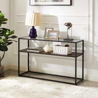 Modern Open Hallway Table Glass Console Table with Adjustable Feet ...