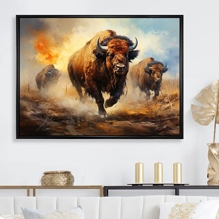 Designart "Native Buffalo Mesmerizing" Native American Art Framed ...