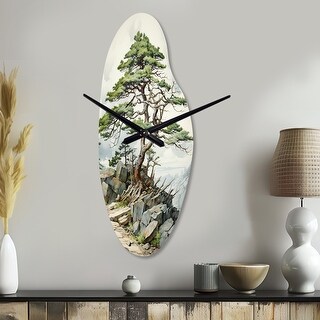 Designart - Pine Tree Resilience - Tree Pine Wall Clock in Cloud Shape - Traditional Decorative ...