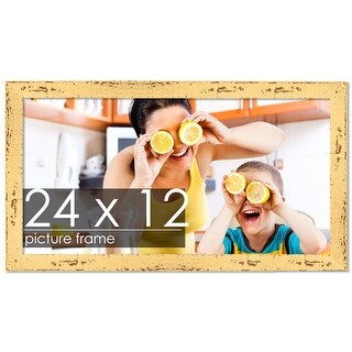 24x12 Shabby Chic / Farmhouse Yellow Wood Picture Frame - UV Acrylic ...