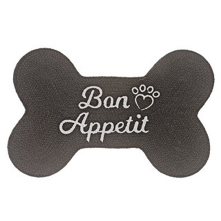 Braided Cotton Bone Shape Pet Mat Black Bon Appetit 15 X 23 - Bed Bath ...