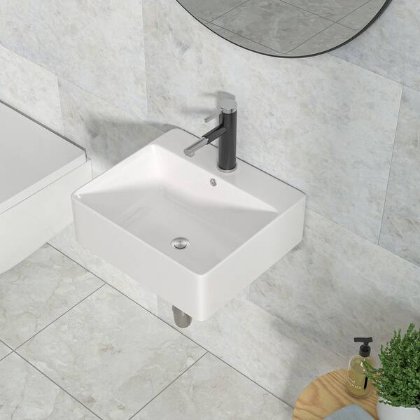 Wall Mounted Bathroom Sink Hand Washing Ceramic Basin Sink - Bed Bath ...