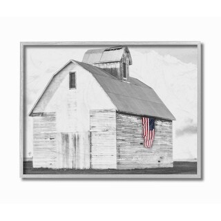 Stupell Rustic US Barn Flag Black and White Gray Framed Art, 11 x 14, Design By Artist Milli ...