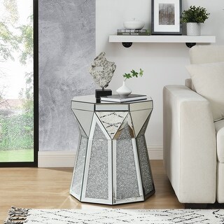 Mirror Side Tables with Crystal Inlay,2-layer Storage - Bed Bath ...