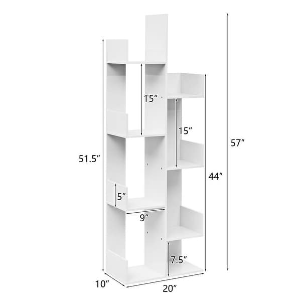 8-Tier Bookshelf Bookcase with 8 Open Compartments Space-Saving Storage ...