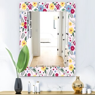Designart 'Multicolor Floral Pattern' Mid-Century Mirror - Printed Wall ...