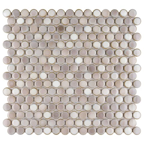 Merola Tile Pebble Blue Cloud 10-3/4" x 10-7/8" Porcelain Floor and ...