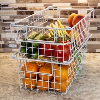 Set of 2 Storage Bins - Shelf Organizers with Handles by Home-Complete ...