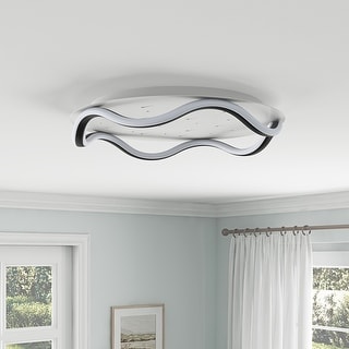 Modern Wavy line LED Ceiling Light with Moons and Stars Hollow-Carved ...