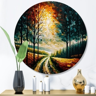 Designart "Colorful Path Through The Forest III" Landscape Forest Metal ...