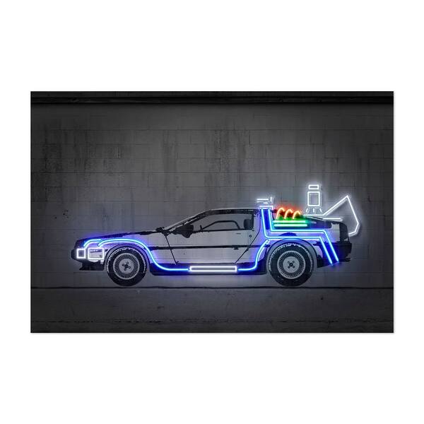 DeLorean Digital Cars Neon Street Art TV Movies Art Print/Poster - Bed ...
