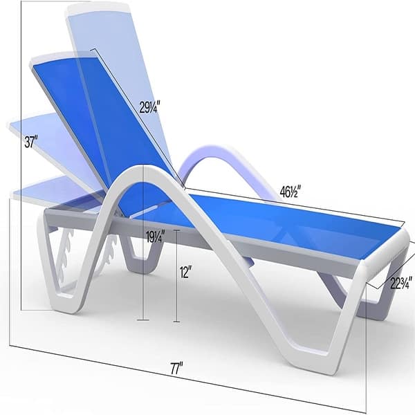 Patio Chaise Lounge Adjustable Backrest Rust-resistant Aluminum Pool ...