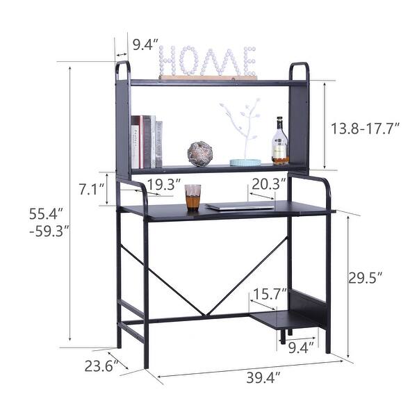 PHI VILLA Home Office Metal Ladder Computer Desk with Shelf - Bed Bath ...