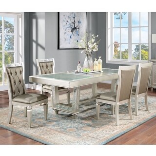 Medlee Glam Grey Faux Leather 5-Piece Extendable Dining Set by Furniture of America - Bed Bath ...