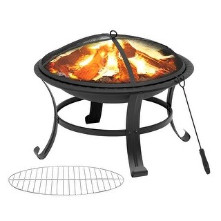 26" Outdoor All-Season Portable Steel Fire Pits Fire Places with Spark ...